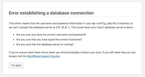 WordPress Example Can T Connect To Local MySQL Server Through Socket