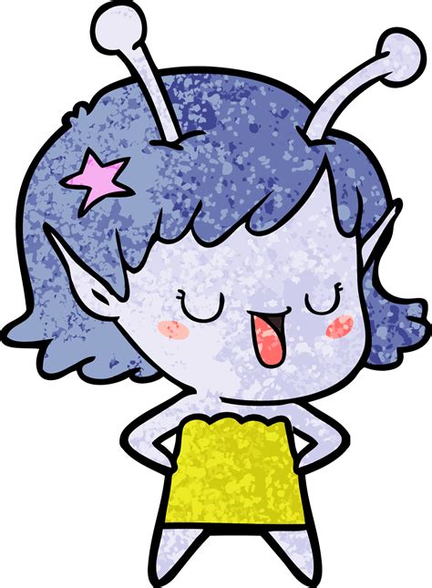 Happy Alien Girl Cartoon 42324408 Png