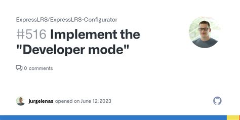 Implement The Developer Mode · Issue 516 · Expresslrsexpresslrs