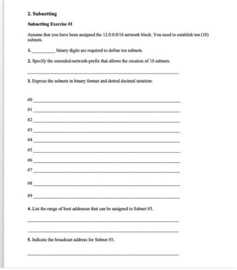 Solved 2 Subnetting Subnetting Exercise 1 Assume That You