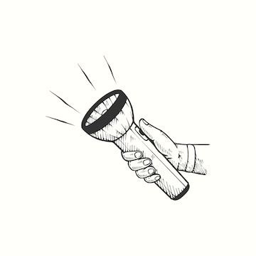 Hand Holding Flashlight Vector Illustration Premium Vector
