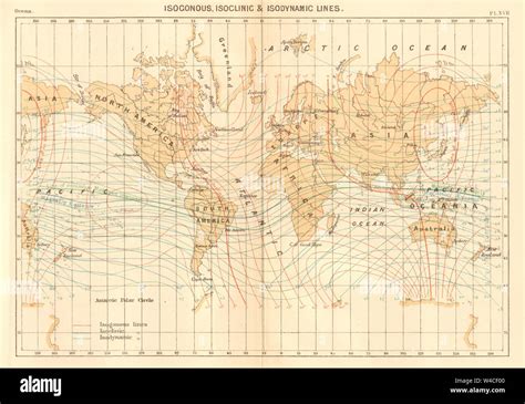 Isogonous Isoclinic And Isodynamic Lines World 1886 Old Antique Map