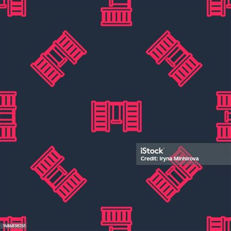 赤い線木製スウェーデンの壁のアイコンは黒の背景にシームレスなパターンを分離しましたスウェーデン階段ベクトル アイコンのベクターアート素材や