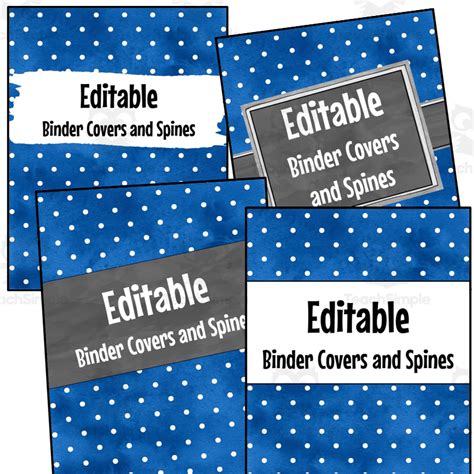 Binder Covers And Spines White Dots On Sapphire Watercolor By Teach Simple