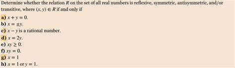 Solved Determine Whether The Relation R On The Set Of All