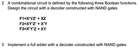Solved A Combinational Circuit Is Defined By The Following Three