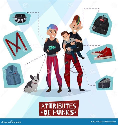 Cualidades Del Ejemplo De La Historieta De Los Punkies Ilustración Del