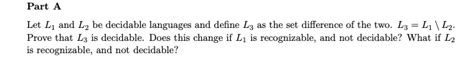 solved let l1 and l2 be decidable languages and define l3 as