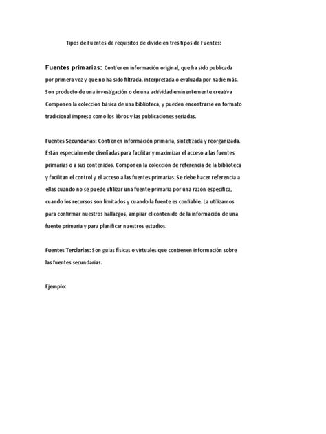 Tipos De Fuentes De Requisitos De Divide En Tres Tipos De Fuentes Pdf