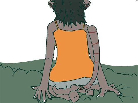 Rule 34 Behind Beige Feline Green Hair Orange Shirt Red Stripes