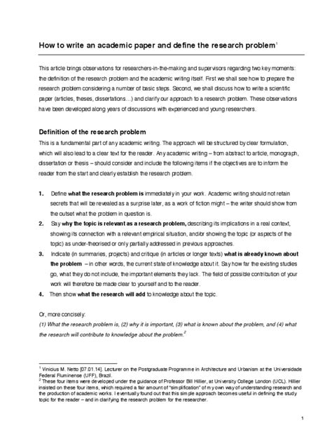 How To Define The Research Problem And Write An Academic Paper Thesis