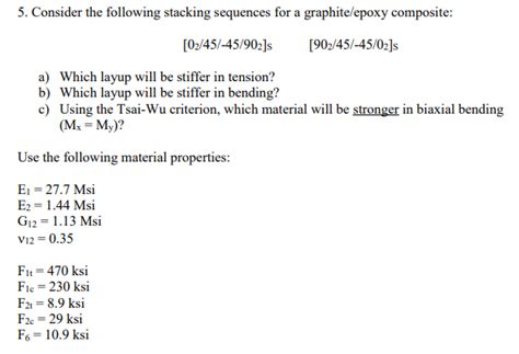 5 Consider The Following Stacking Sequences For A