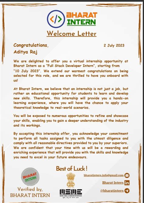 Connections Bharatintern Opportunity Intern Internship Aditya Raj