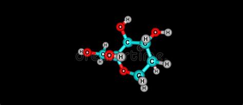 Beta D Fructopyranose Molecular Structure Isolated On Black Stock