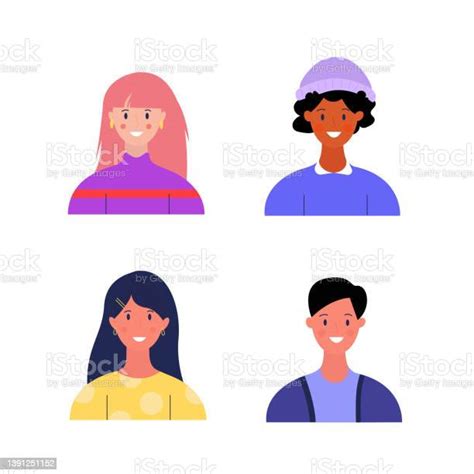 다른 여성과 남성 아바타 세트 가공의 인물에 대한 스톡 벡터 아트 및 기타 이미지 가공의 인물 검은색 격리 Istock