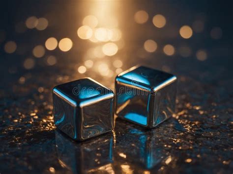Three Interconnected Metallic Cubes Reflecting Light On A Smooth Surface Stock Illustration