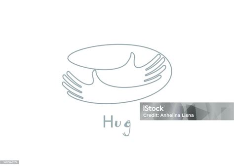포옹 아이콘 팔 포옹 벡터 일러스트레이션 손 포옹 선형 벡터 로고 템플릿 보살핌 사랑과 자선 상징 손으로 그린 벡터