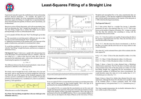 Least Squares Fitting Straight Line Analysis In Physics