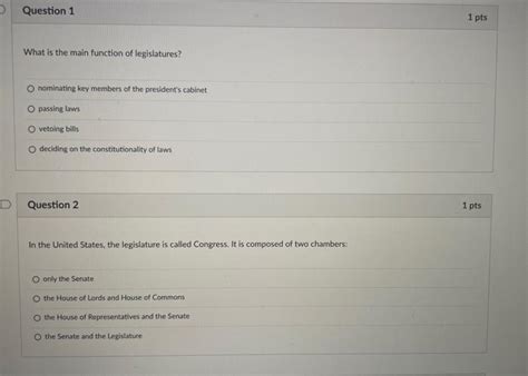 Solved What Is The Main Function Of Legislatures Nominating