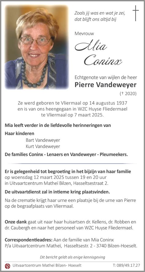Mia Coninx † 07032025 Inmemoriam