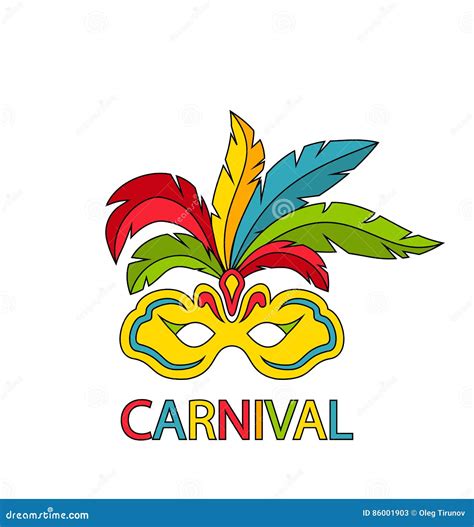 Carnival Mask With Colorful Feathers Isolated Stock Vector