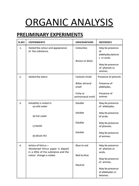 Chemistry Organic Analysis 1 Pdf Amine Aldehyde