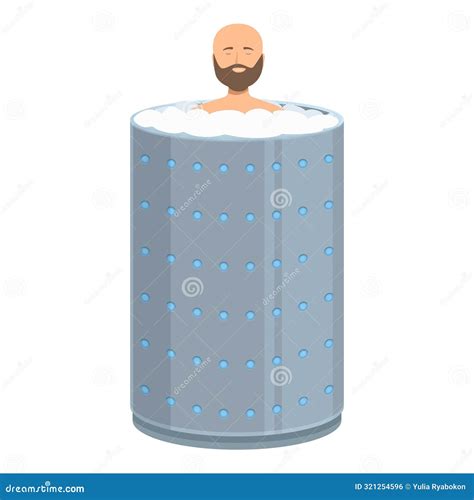 Man Relaxing In Cryotherapy Machine Relieving Stress And Boosting