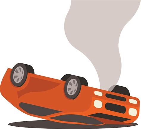 투명 배경에 고립 된 교통 사고로 손상된 자동차의 벡터 이미지 프리미엄 벡터