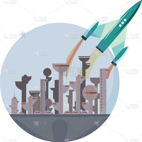 城市未来太空火箭太空交通工具商务太空船新船揭幕式迅速