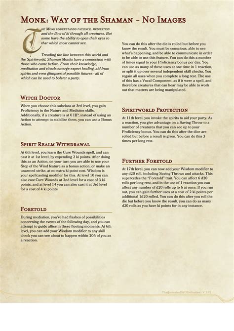I Made 18 Subclasses Heres 11 Of 18 The Monk Way Of The Shaman A