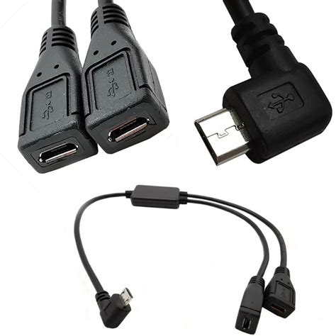 Xi 2 In 1 อะแดปเตอร์แยกสายเคเบิล Micro Usb ตัวผู้ 5 Pin เป็นตัวเมีย 2