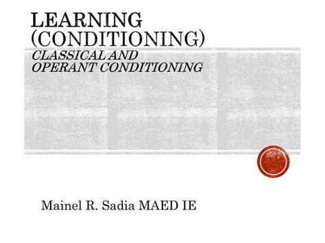 Classical Conditioning And Operant Conditioning Ppt