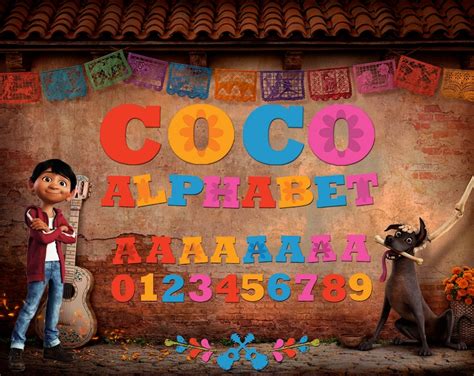 Coco Alphabet Font Clipart Letters Birthday Party Supplies Etsy