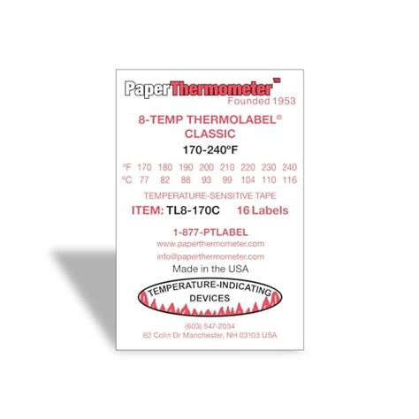 8 Temp Thermolabel Classic 170 240°f Temperature Label Pack Of 16