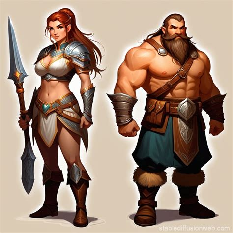 Fantasy Dwarves Male And Female Strong And Armored Stable Diffusion