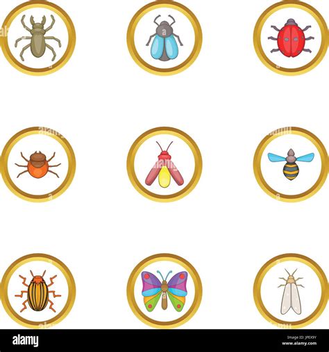 Colorful Insects Icons Set Cartoon Style Stock Vector Image Art Alamy