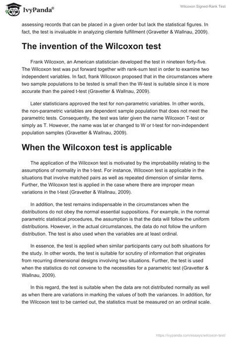 Wilcoxon Signed Rank Test Words Research Paper Example