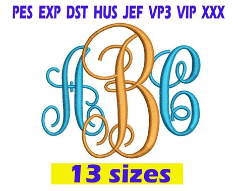 Interlocking Monogram Monogram Embroidery Design Instant Download