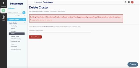 Deleting A Cluster Instaclustr