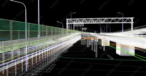 The Bim Model Of The Object Of Transport Infrastructure Of Wireframe