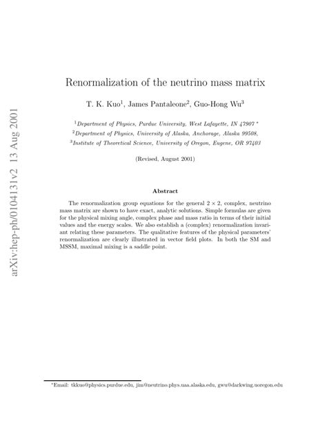 Pdf Renormalization Of The Neutrino Mass Matrix