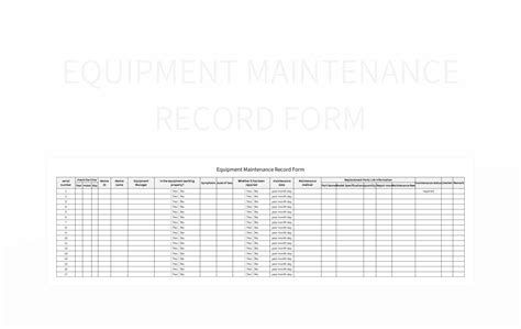 Equipment Maintenance Record Form Excel Template And Google Sheets File