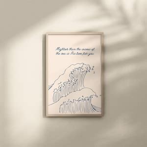Mightier Than The Waves Art Print Minimalist Christian Wall Art Ocean Poster Psalm 93 4 Print