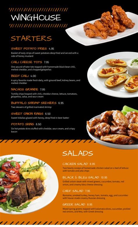 Sports Bar Wings Menu Design Template