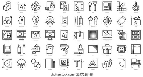 Set Simple Outline Graphic Design Icons Stock Vector Royalty Free 2197218485 Shutterstock