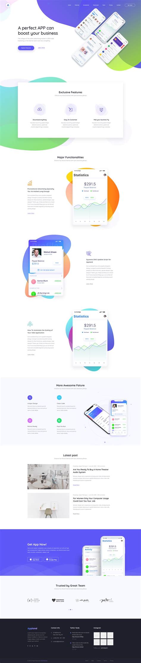 AppLand WordPress Theme For App Saas Products Web Design Web Layout Design Webpage Design
