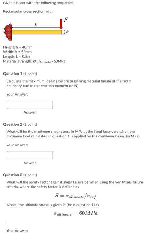 Solved Given A Beam With The Following Properties