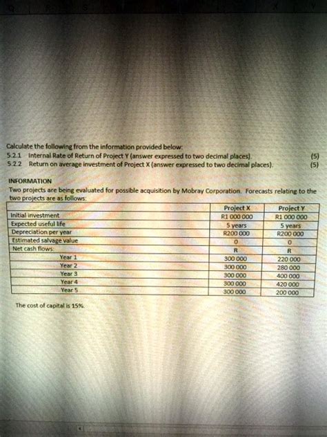solved calculate the following from the information provided below 5