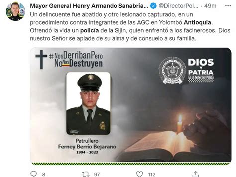 Asesinado Un Polic A Que Iba A Capturar A Un Integrante Del Clan Del Golfo En Antioquia Infobae