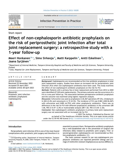 Pdf Effect Of Non Cephalosporin Antibiotic Prophylaxis On The Risk Of
